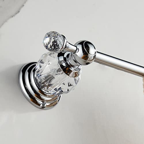 WOLIBEER Crystal Towel Bar,Chrome Towel Holder Adjustable Towel Rack Rod Expandable Stainless Steel Bathroom Accessories Wall Mounted
