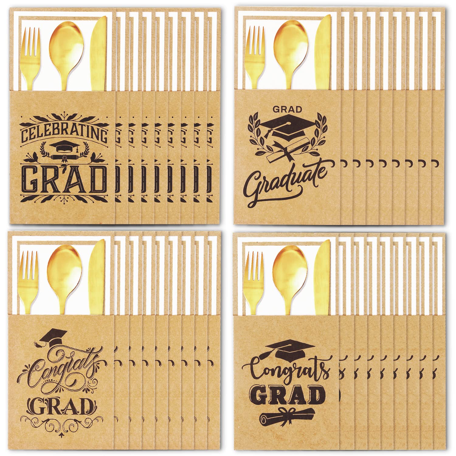 Quera 2023 Graduation Silverware Bags Utensil Cutlery Holders Utensil Holder Pockets Class of 2023 Graduation Party Supplies for College, Senior, School Congrats Grad Centerpiece Table Decor 36Pack