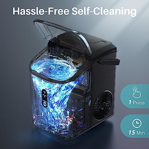Nugget Ice Maker Countertop, FREE VILLAGE Pebble Ice Maker Machine, 33Lbs/Day, Self-Cleaning & Quiet, Portable Ice Machine with 1.2Qt Water Reservoir, Ice Scoop and Basket for Home Office Party RV