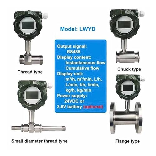 XAXAX Water Flow Meter, LWYD/LWYE Liquid Flow Meter Sensor, Transmitter RS485 of Pure Water Edible Oil Methanol Beer Gasoline Milk Alcohol,Gallon, QTS, PTS, L, m³(LWYD-DN12)