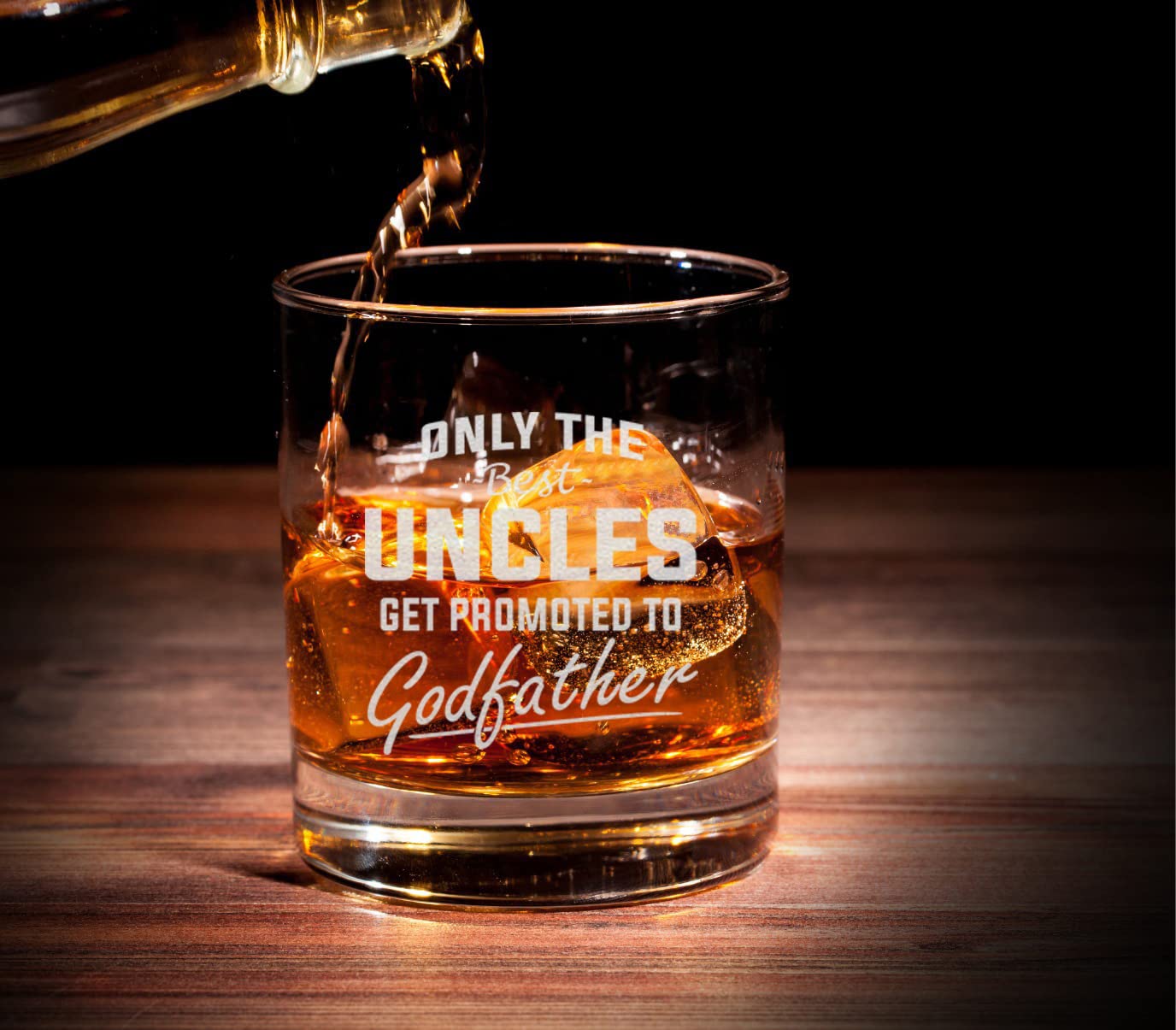 Only The Best Uncles get Promoted to Godfather Engraved Whiskey Glass Pregnancy Announcement Gift for Brothers Uncles