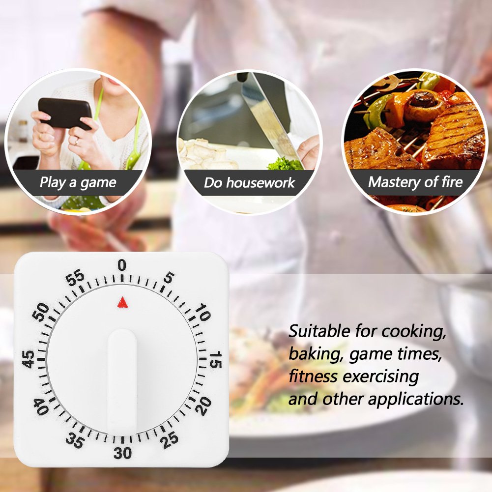 Portable 60 Minutes Count Down Mechanical Timer Baking Kitchen Cooking Tool Food Preparation Home Kitchen Helper