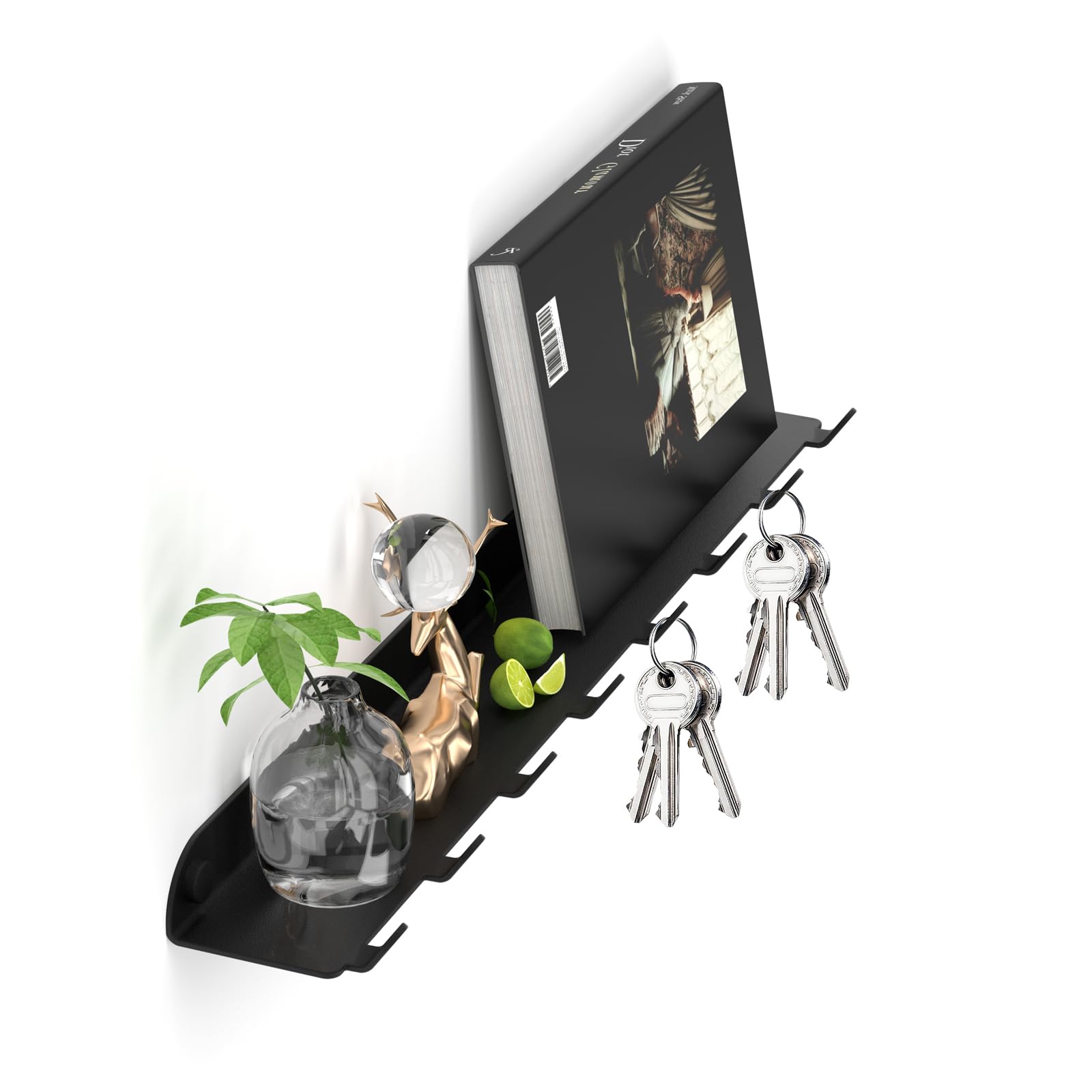 STAOVA 2Pcs Key Holder for Wall, 16 Hooks,Black Key Hangers for Wall Decor No Drill for Living Room, Office、Kitchen,Decorative Key and Mail Holder