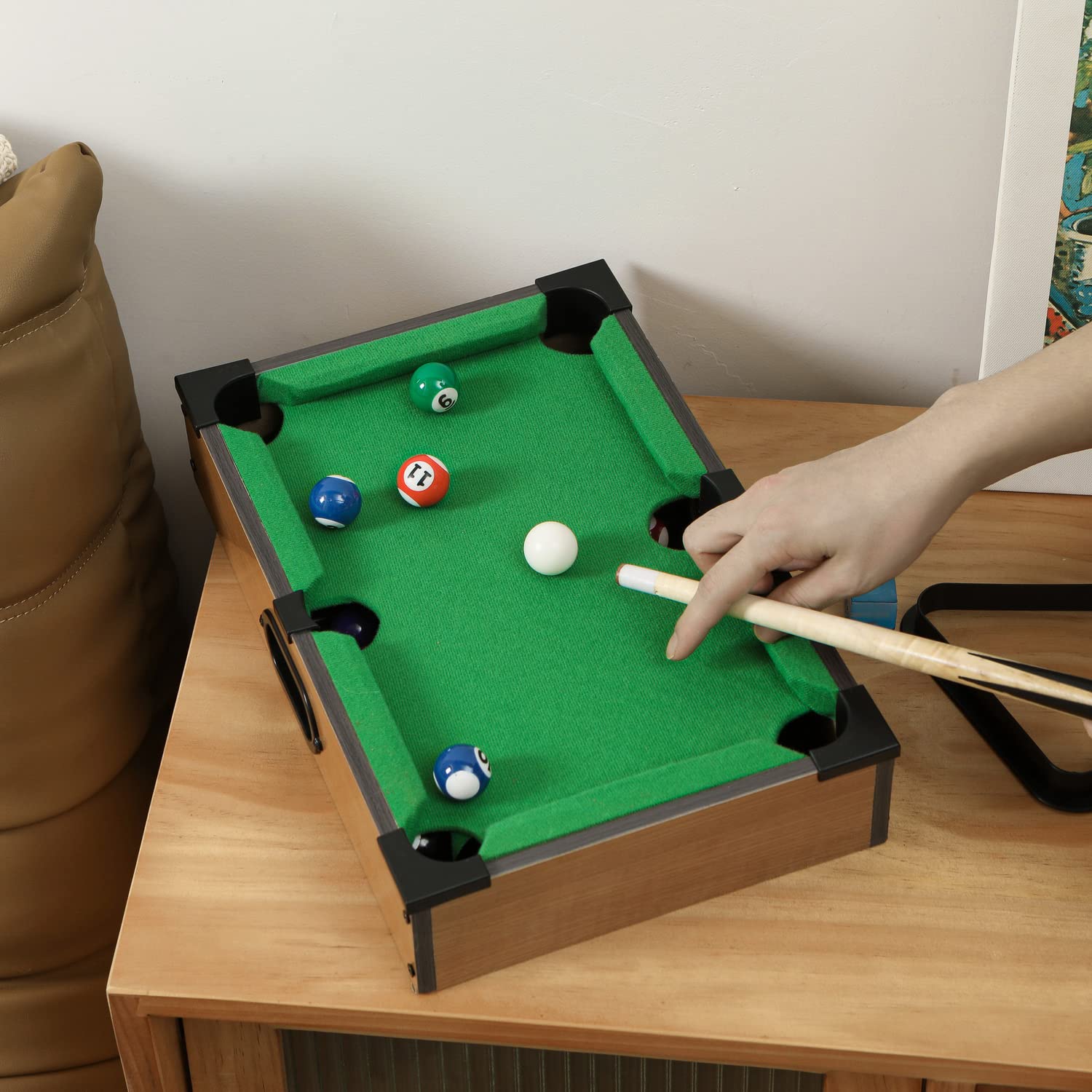 Shevshavan 14(inch) Mini Pool Table for Kids Mini Billiards Table-top Game Small Pool Tables Fun for Family Birthday Gifts for Kids
