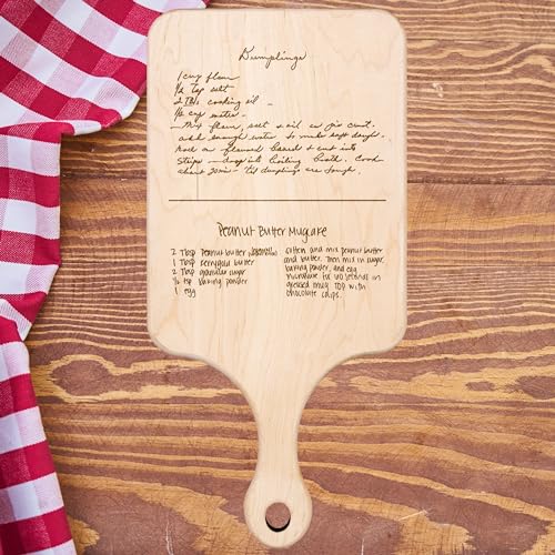Personalized Handwritten Recipe Cutting Boards Custom Wooden Chopping Boards for Kitchen for Grandmother Kitchen Essentials Customized Chef Housewarming Presents (W/Handle Shape)