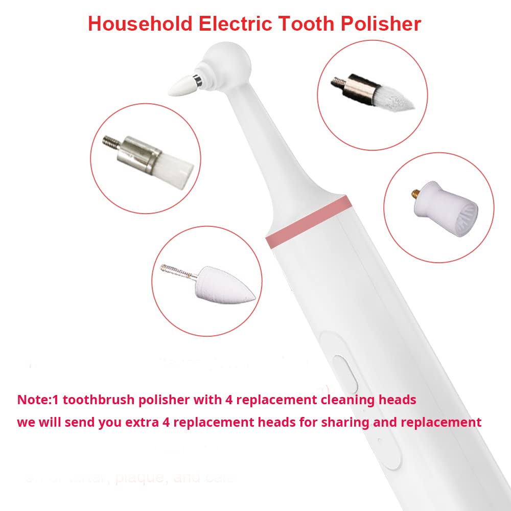 Rechargeable Electric Tooth Cleaning Set Household Teeth Cl𝓮aning Tools for Pl𝒶que C𝒶lculus Remover-3 Adjustable Modes,8 Replacement Heads （Upgrade-Pink-Rechargeable）
