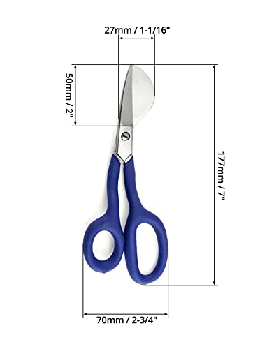 QWORK Duckbill Shears, 7 in Duckbill Applique Scissors, for Carpet Pile, Carpet Punch - Blue