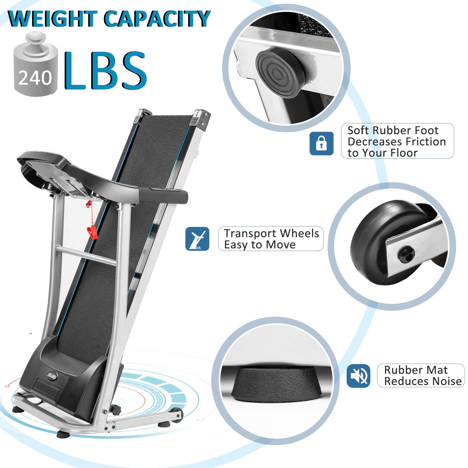 Merax Electric Folding Treadmill Samll Treadmill Motorized Running and Jogging Machine with Speakers for Home Use, 12 Preset Work Out Programs