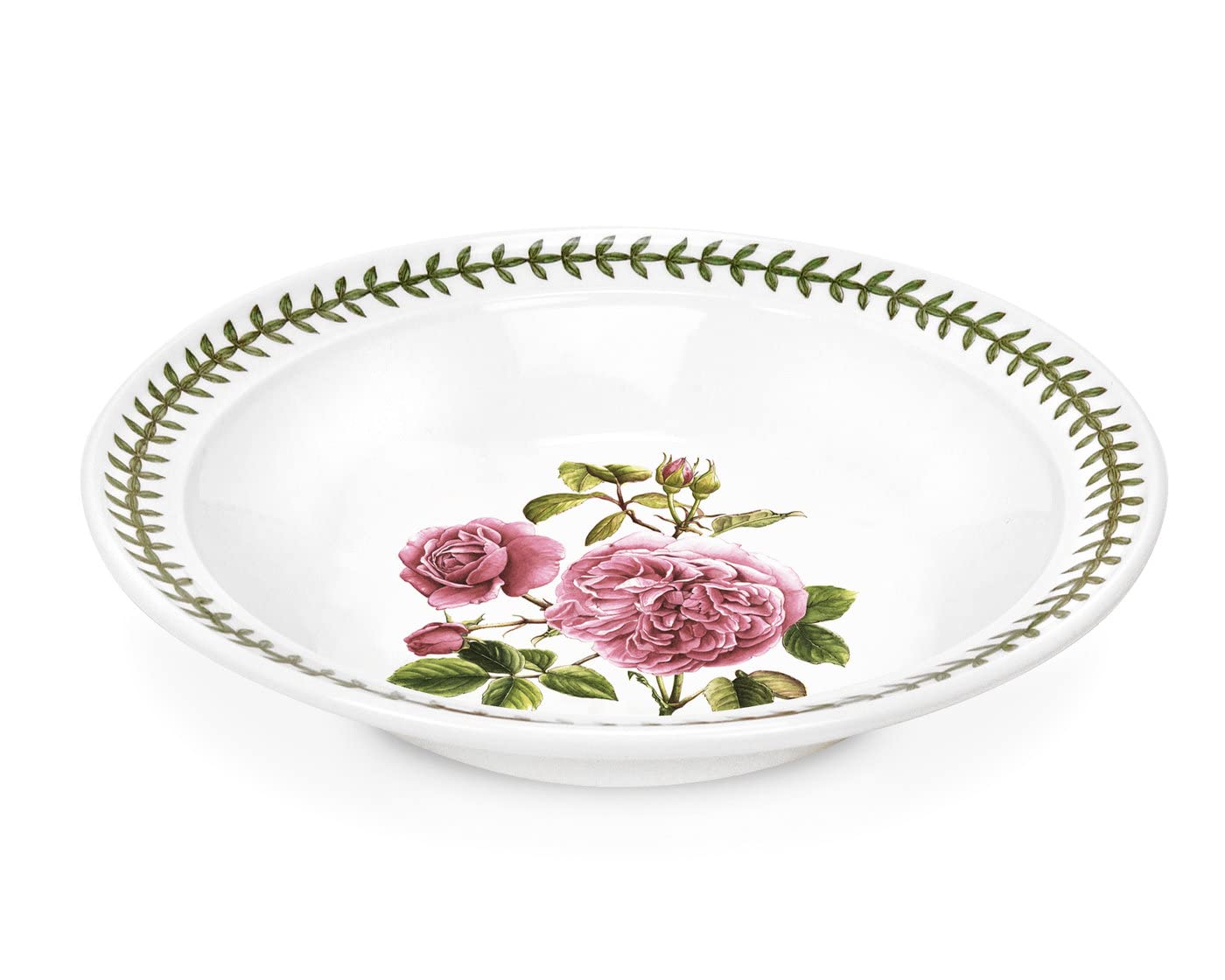 Portmeirion Botanic Roses Soup Bowl with Rim | 8.5 Inch Bowl Rose Motif | for Dinner, Pasta and Soups | made of Fine Earthenware | Dishwasher and Microwave Safe | Made in England