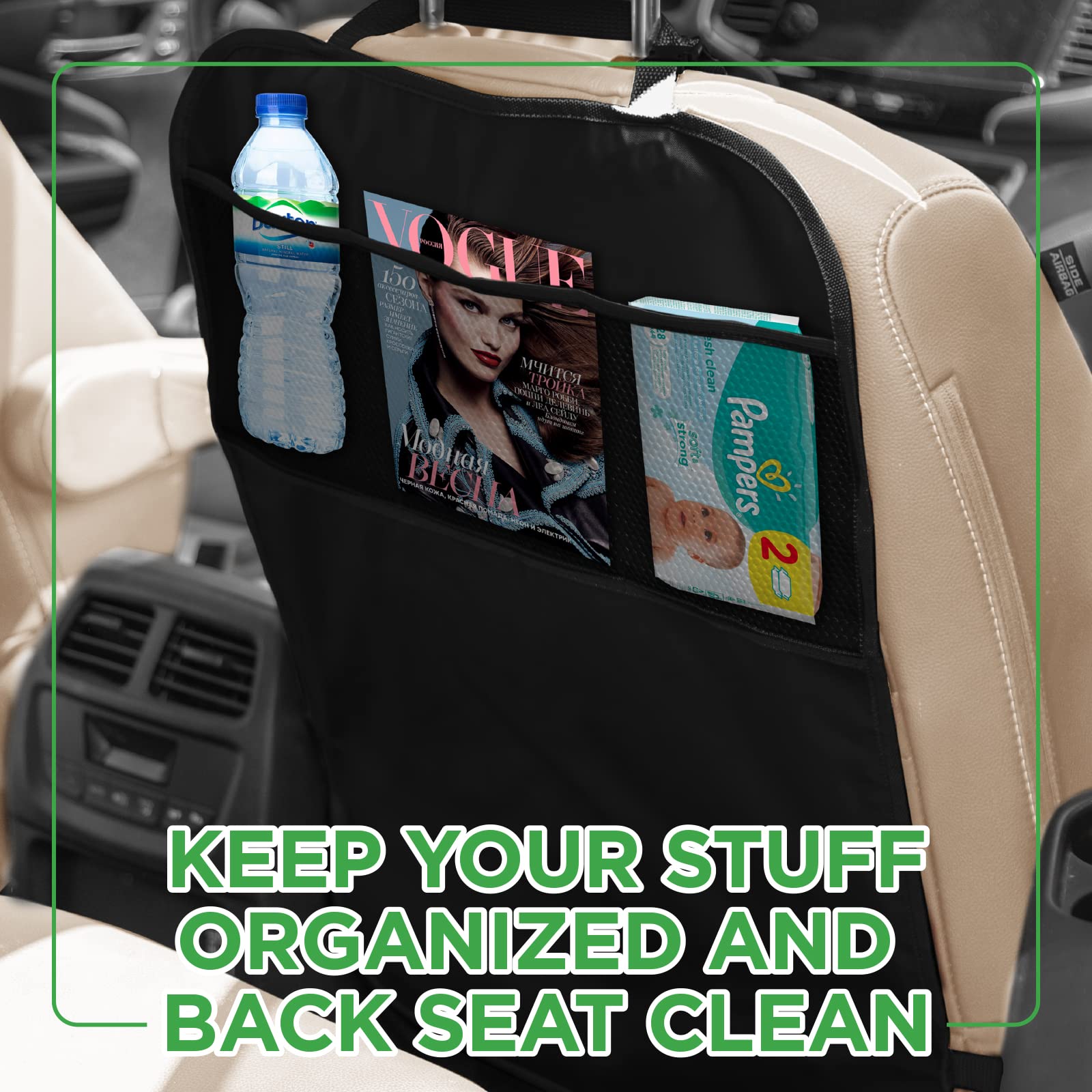 lebogner Car Seat Protector + Kick Mat Auto Seat Back Protector with 4 Organizer Pockets, Durable Quality Seat Covers + Waterproof Kick Guards to Protect Your Leather and Upholstery Seats from Damage