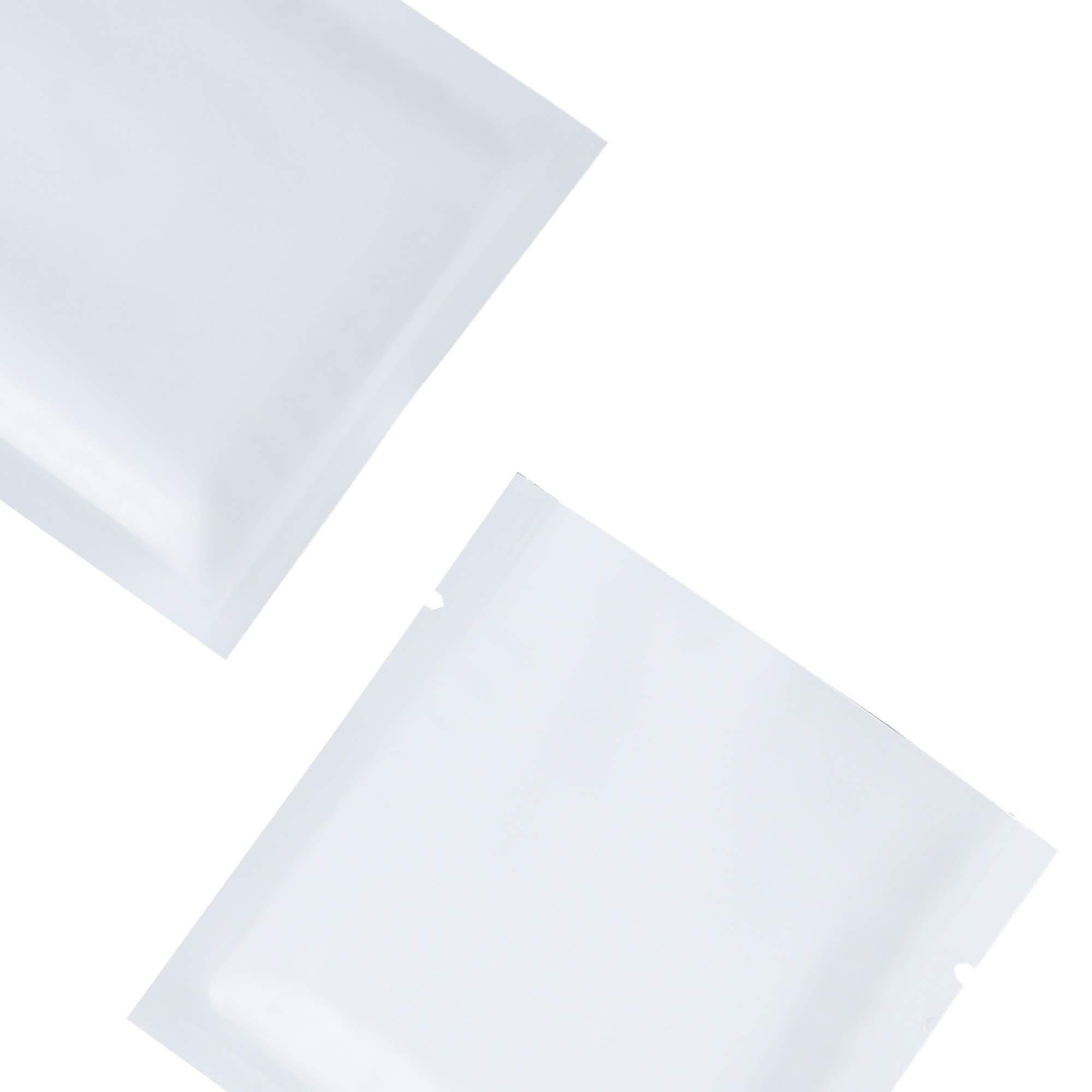 QQ Studio 100 Bags/Pack Double Sided Color Food Safe Open Top Flat Bag with Tear Notch (White, 7x7cm (3x3"))
