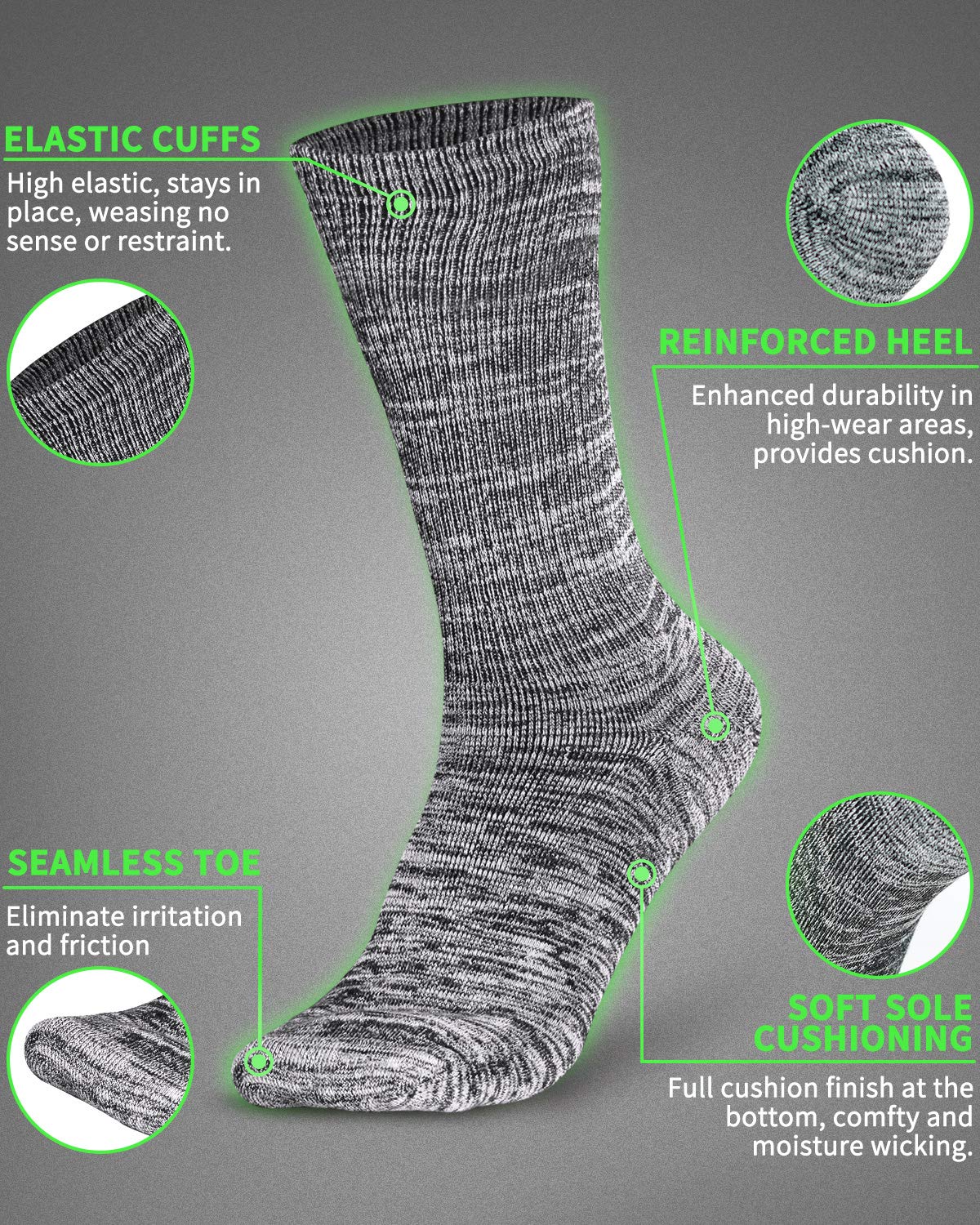LIN Diabetic Socks for Men & Women, Non-Binding Circulatory Extra Wide Top Socks, Edema Neuropathy Lymphedema, 4,6,12 Pairs
