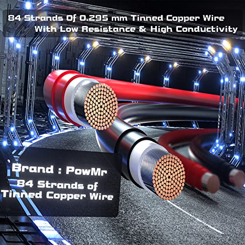 PowMr Solar Panel Wire, Solar Wire 164FT Black 10AWG PV Wire Cable for Solar, Home, RV Boat Marine Solar Panels, Inverter etc. (164Ft Black)