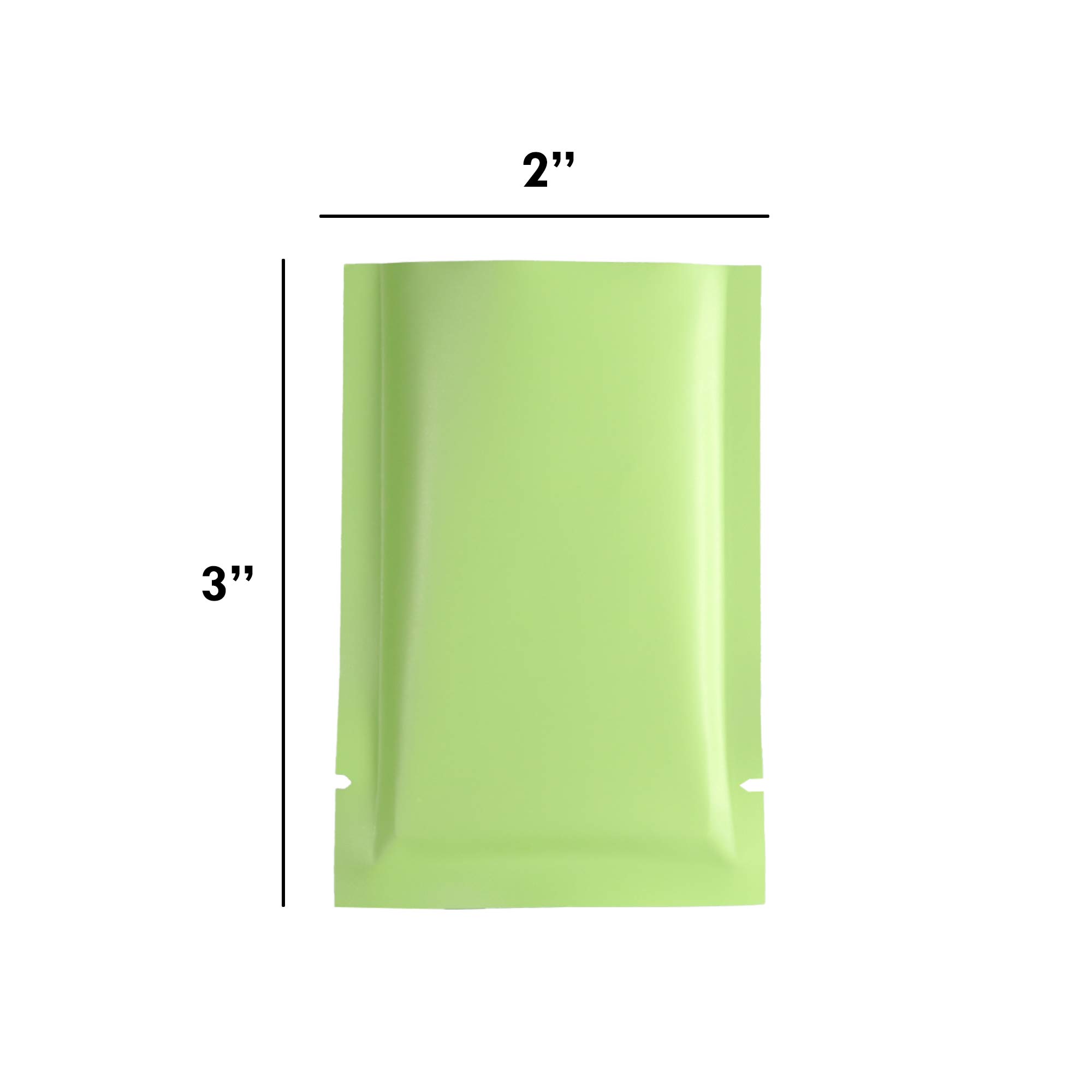 QQ Studio Matte Food-Safe Foil Heat Sealing SlickSeal™ Pouches for Confections and Candy (200 Green, 2" x 3")