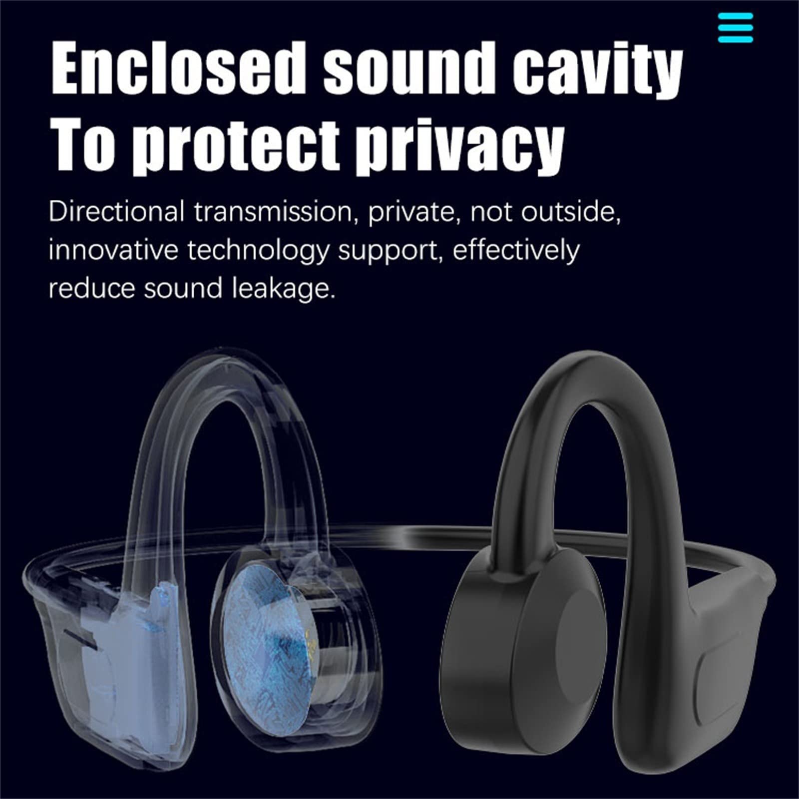 Wireless Bluetooth Headset, Waterproof B-o-n-e Conduction Headphones ireless Open Ear Headphones with Microphone, Sweatproof Running Headphones for Sports G-ym Exercise (Black)