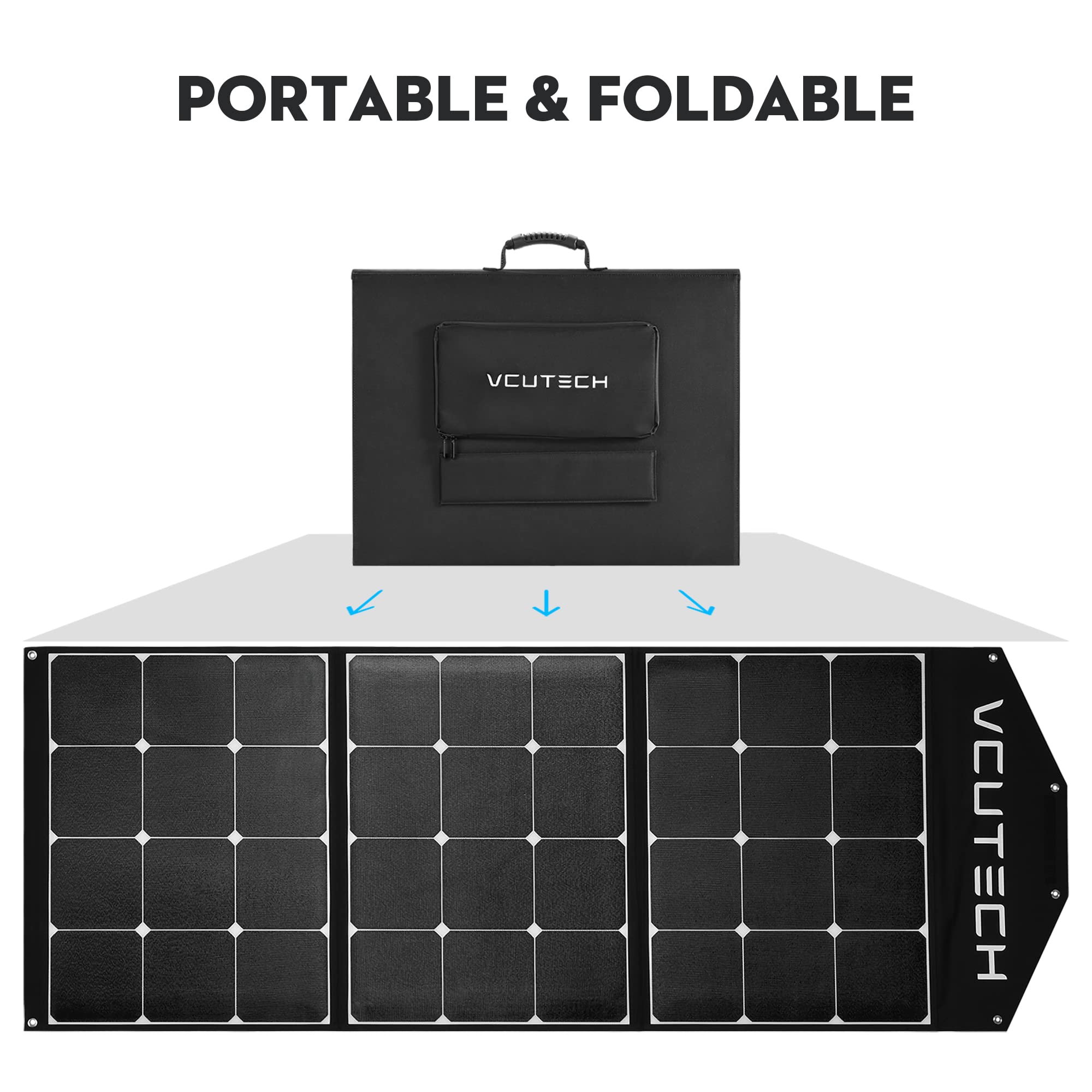 Portable Solar Panels for Power Station, 200 Watt Foldable Solar Panel Kit with MC-4 to XT60 for Power Bank Charging, IP55 Waterproof, Camping Accessories, Solar Generator, RV Accessories by VCUTECH