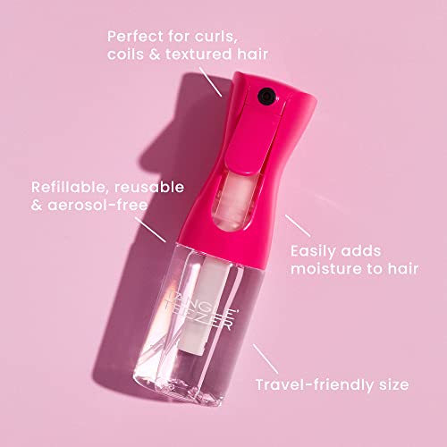 TANGLE TEEZER Fine Mist Spray Bottle, Continuous Mist for Detangling and Hairstyling, Travel Size 5.4 oz, Pink