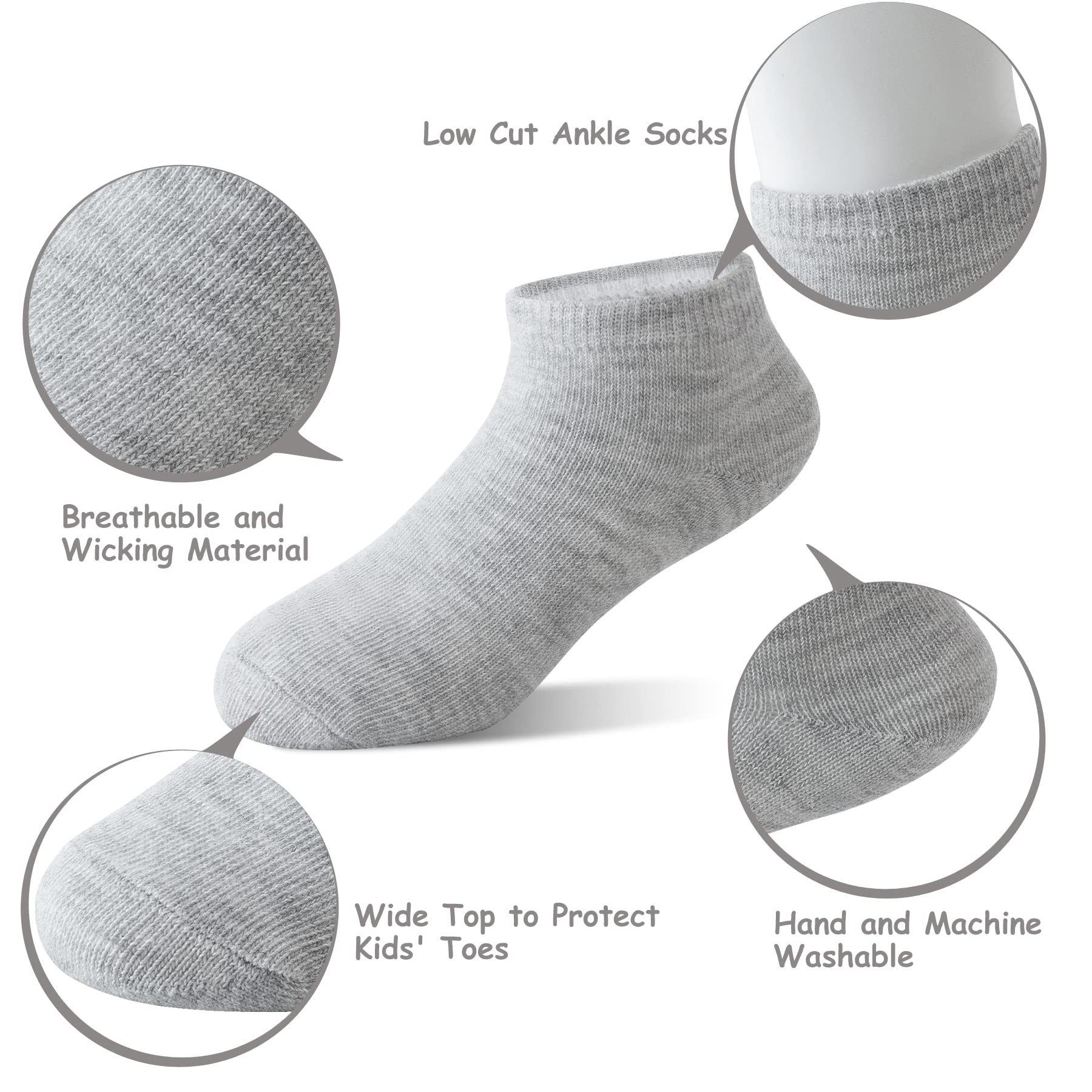 Tenpluszero 25 Pairs Kids' Low Cut Ankle Socks Half Cushion Athletic Socks for Infants Toddlers Kids Boys and Girls