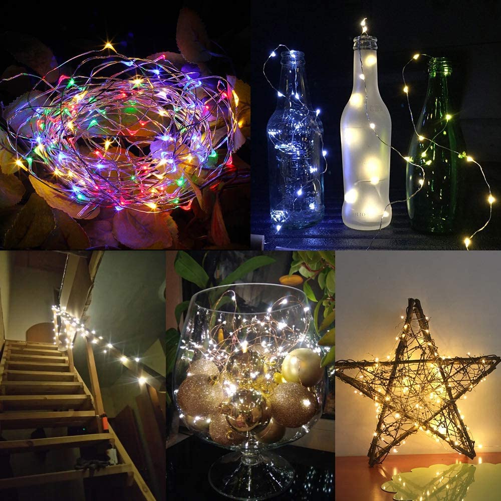 Led Fairy Lights Battery Operated Mini Battery Powered Silver Wire Starry Fairy Lights for Bedroom, Christmas, Parties, Wedding, Centerpiece, Decoration (Blue)