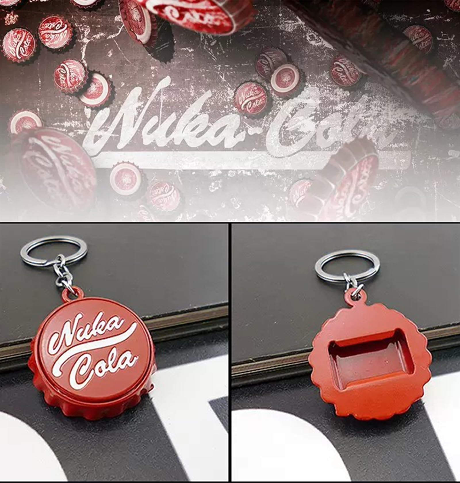 Red Nuka Cola Cap Bottle Opener Keychain, Game Fans Gifts, Nuka Cola Merchandise