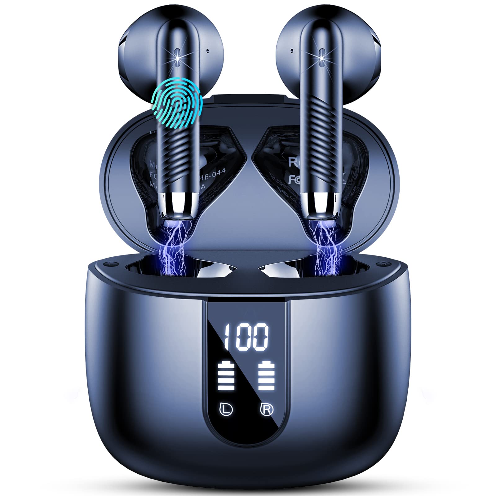 Wireless Earbud, Bluetooth 5.2 Headphones Mini Bluetooth Earbud with HD Mic, 35H Deep Bass Wireless Earphones in Ear Noise Cancelling Ear Buds with LED Display, IP7 Waterproof/Touch Control[2023 New]