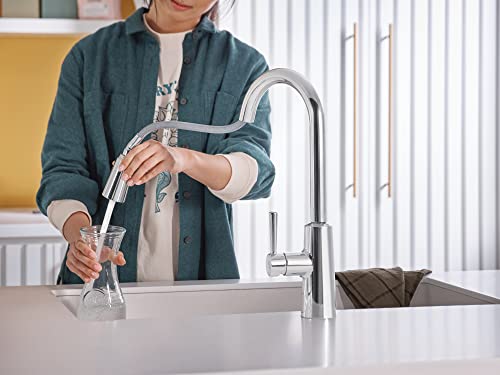 Moen 7402EW Riley Single Handle Chrome High Arc Pull Down Kitchen Faucet with Motionsense Wave, Power Clean Spray Technology, and Reflex System, Sensor, Modern, Aa Batteries