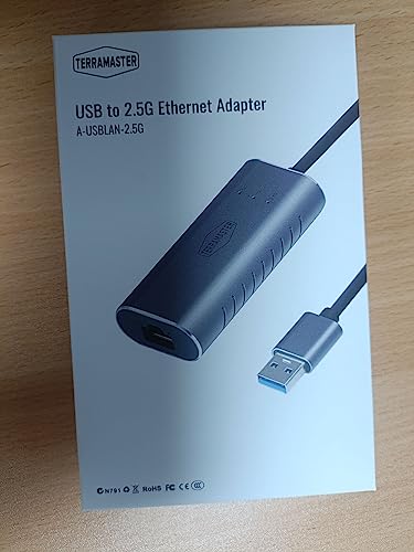 TERRAMASTER USB A to 2.5G Ethernet Adapter, USB 3.0 Gigabit LAN Dongle, Wired LAN Network Connection for NAS/Mac OS/Linux/Windows, Backward Compatible on 2.5G, 1G, 100Mbps, Ideal for TERRAMASTER NAS