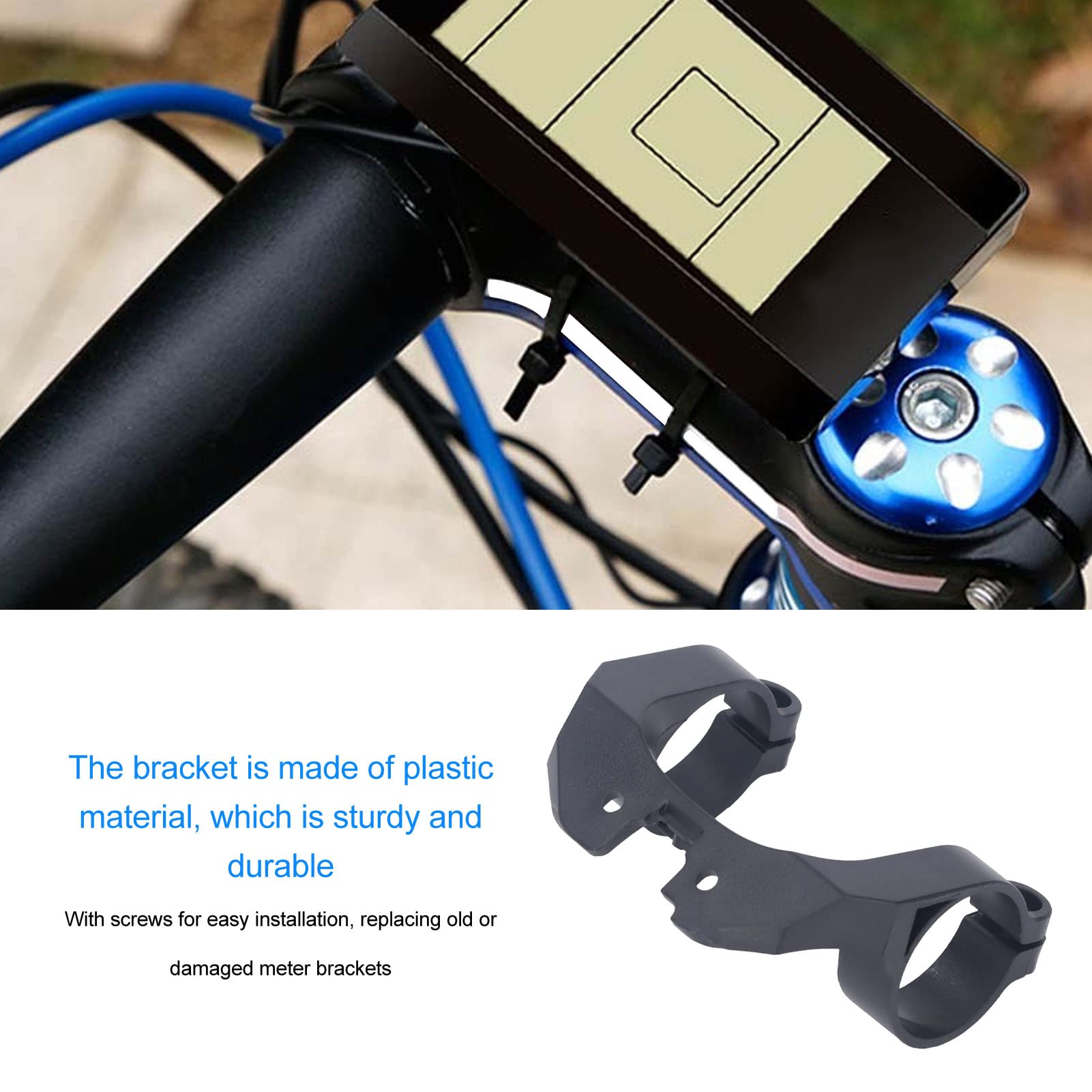 Pwshymi Electric Bike Display Bracket, Electric Bike Display Holder Sturdy Exquisite Easy Installation Closely Fit Replacement for Modification Part