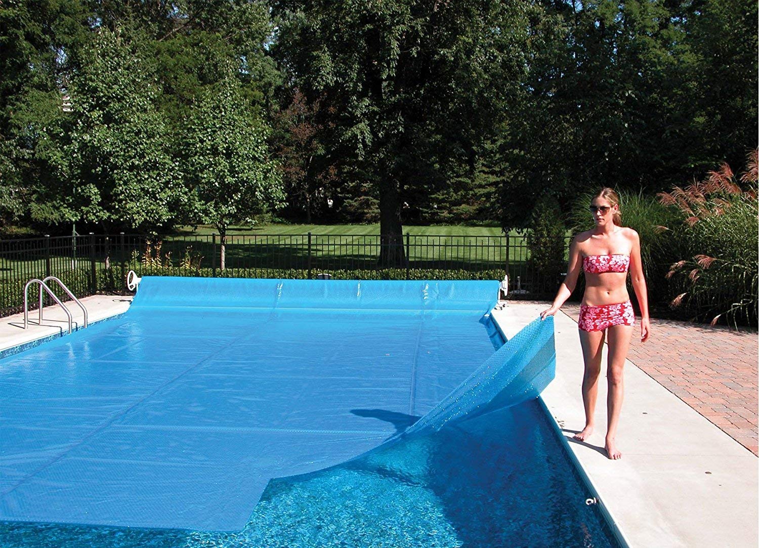Sun2Solar Blue 20-Foot-by-40-Foot Rectangle Solar Cover Heat Retaining Blanket | 1600 Series with 6-Pack of Grommets Bundle | In-Ground and Above-Ground Rectangular Swimming Pool | Bubble-Side Down