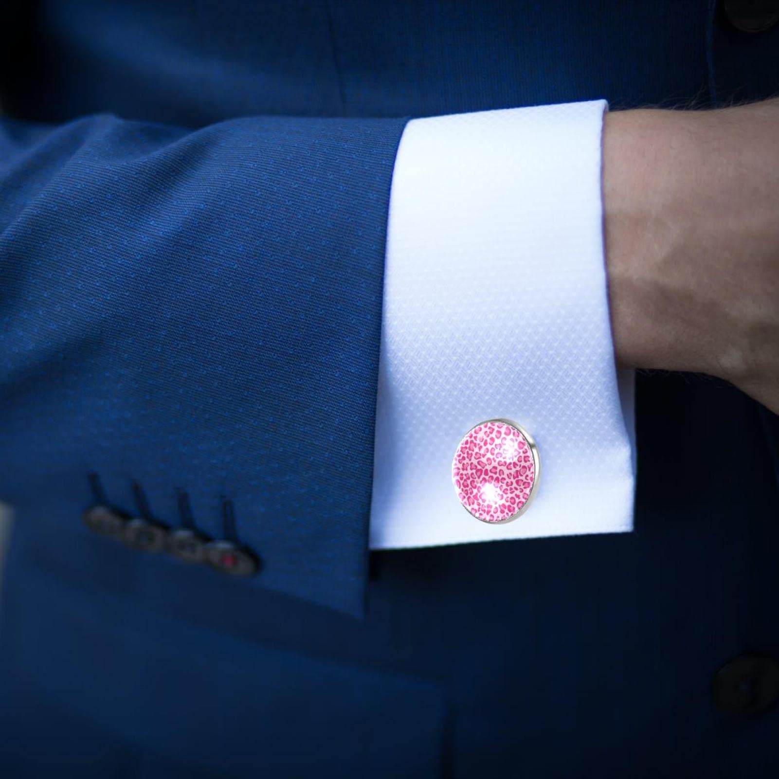 Purple Pink Black Leopard Pattern, Cufflinks and Studs Set for Tuxedo Shirts Business Wedding (Multiple Colors4)