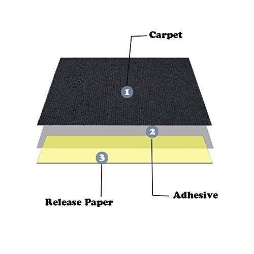 Self Adhesive Carpet Tile, Easy to Peel and Stick Carpet Floor Tile - 12 Tiles/12 sq Ft.