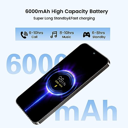 WV LeisureMaster A14pro Max Unlocked Phone, 6+256GB Android 13.0 Smartphone, 6.82-inch HD Screen, 64MP Camera(Black)