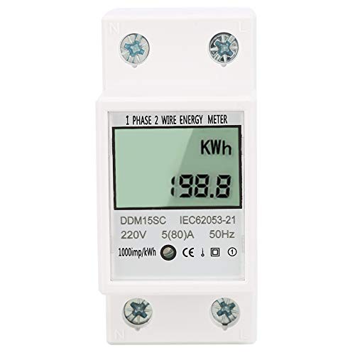 Single Phase Energy Meter 5-80A DDM15SC LCD Digital Display Din Rail Electronic Energy KWh Meter Embedded End Cover