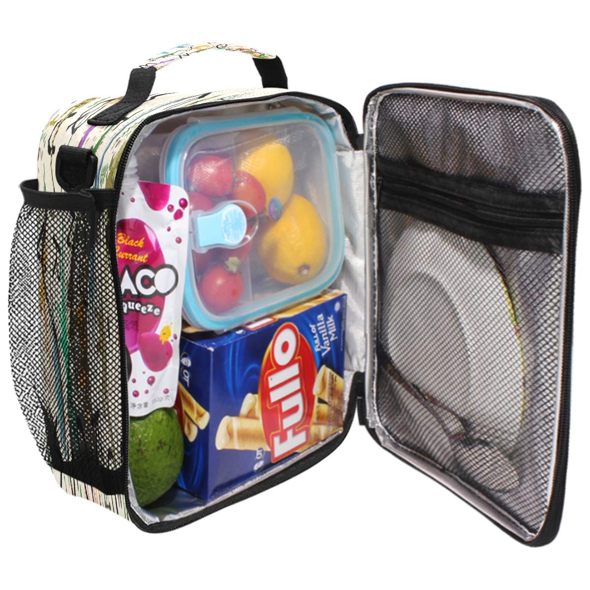 Pfrewn Dinosaur Lunch Box Alphabets With Dinosaurs Lunch Bag Insulated Reusable Cooler Meal Prep Bags Dino Animals Lunch Tote with Shoulder Strap for School Kids Boys Teens Office Adults