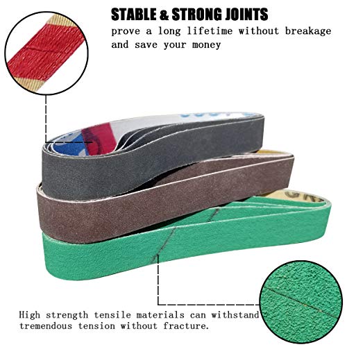 Tockrop 24 Pack 1/2" x 12" Replacement Sharpening Belt Kit for Official Work Sharp (WSKTS & WSKTS-KT/Mk.1 & Mk.2) Knife & Tool Sharpener - 80/120/240/400/1000/1200 Grits Sander Belt