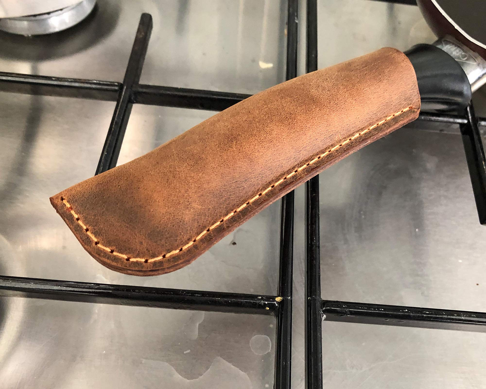 Personalized Leather Pot Handle Cover - Leather Hot Handle Holder - 100% Genuine Leather Potholder - Personalized Pot Holder - Leather Potholder - Cast Iron Handle Cover - Custom Skillet Handle Cover