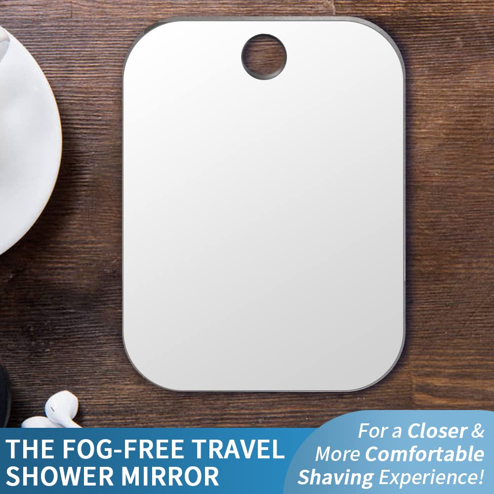 Shower Mirror Fogless for Shaving (2 Pack,Small,6"x4"),Fog Free Shave Mirror Anti Fog,Unbreakable Acrylic Small Mirror Locker,Makeup Travel Wall Hanging,Plastic Handheld Mirror Camp Mirror