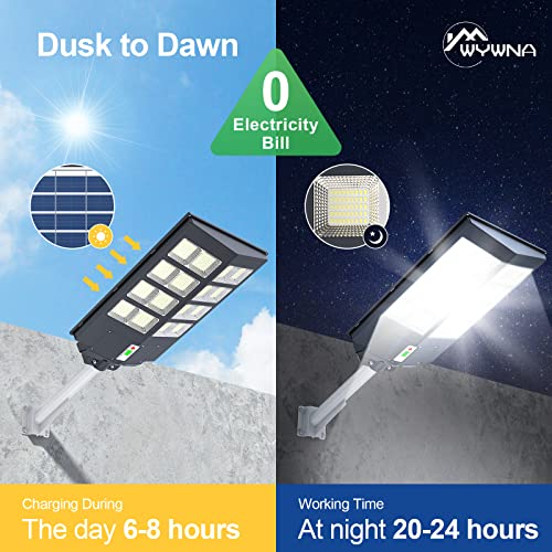 WYWNA JX1000 Solar Street Light Outdoor Solar Lights Plus BC800 Solar Motion Street Light for Parking Lot Garage