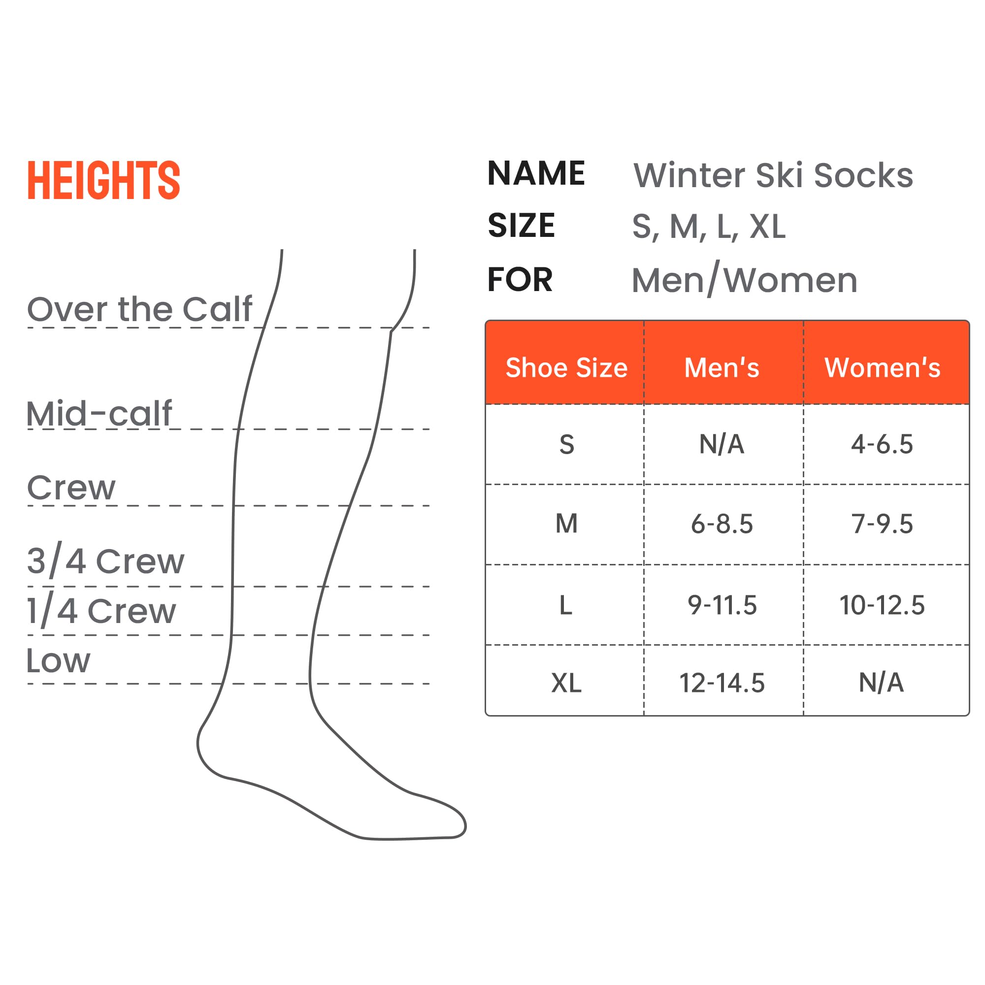 SAMSOX 2-Pair Merino Wool Ski Socks, Mahogany L