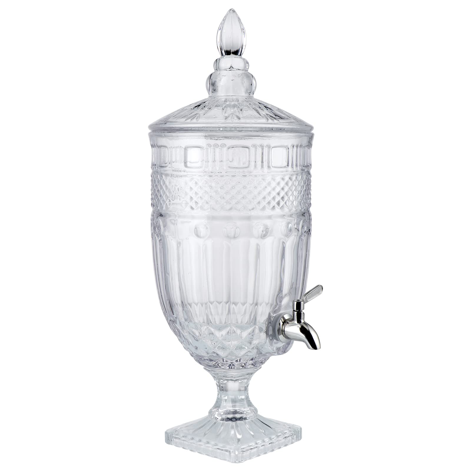 MOLIGOU Glass Beverage Dispenser, 1.3 Gallon Drink Dispenser with Stainless Steel Spigot, Wide Mouth Beverage Serveware for Party, Bar