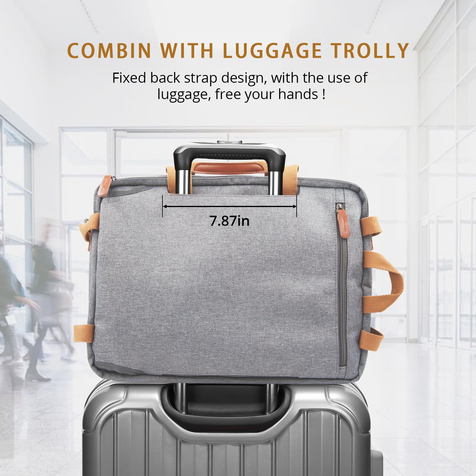 MOLNIA 3 in 1 Laptop Backpack, 17.3 inch Computer Bags for Men, Laptop Backpack for Men, for Travel Bussiness Men Women, Grey