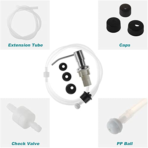 Sink Soap Dispenser for Kitchen Sink and Tube Kit (Brushed Nickel), 47" Tube Connects Directly to Soap Bottle, Large Liquid Soap Bottle,Never Fill The Little Bottle Again(No Bottle)