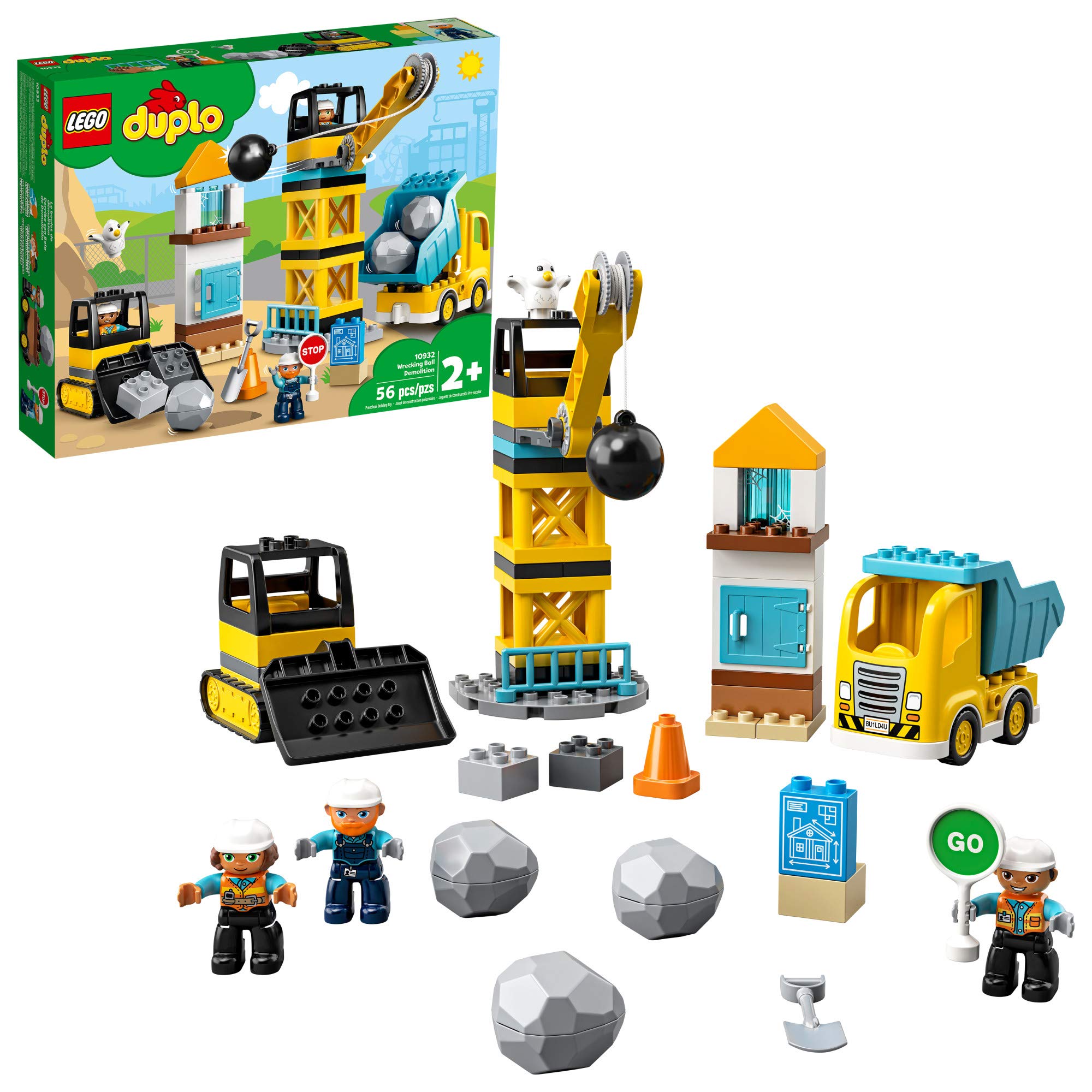 LEGO DUPLO Construction Wrecking Ball Demolition 10932 Toy for Preschool Kids; Building and Imaginative Play with Construction Vehicles; Great Developmental Gift for Toddlers (56 Pieces)