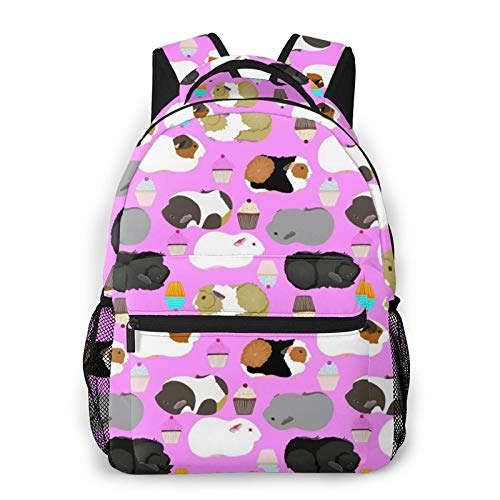 NiYoung Guinea Pigs and Cupcakes Casual Backpck Big Capacity Anti-Theft Multipurpose Bookbag Backpack Multipurpose Rucksacks for Teenage
