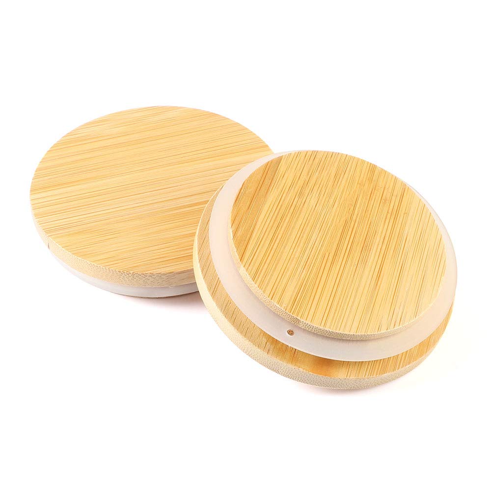 Picowe 6 Pack Bamboo Lids for Wide Mouth Mason Jar Storage Canning Jar Lids Ball Jars(Jars not included)