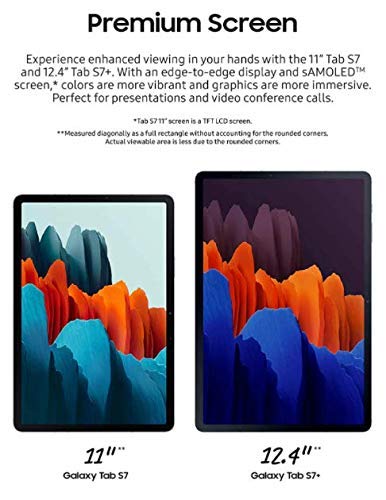 Samsung Galaxy Tab S7 (5G Tablet) LTE/WiFi (AT&T), Mystic Black - 128 GB (2020 Model - US Version & Warranty) - SM-T878UZKAATT (Renewed)