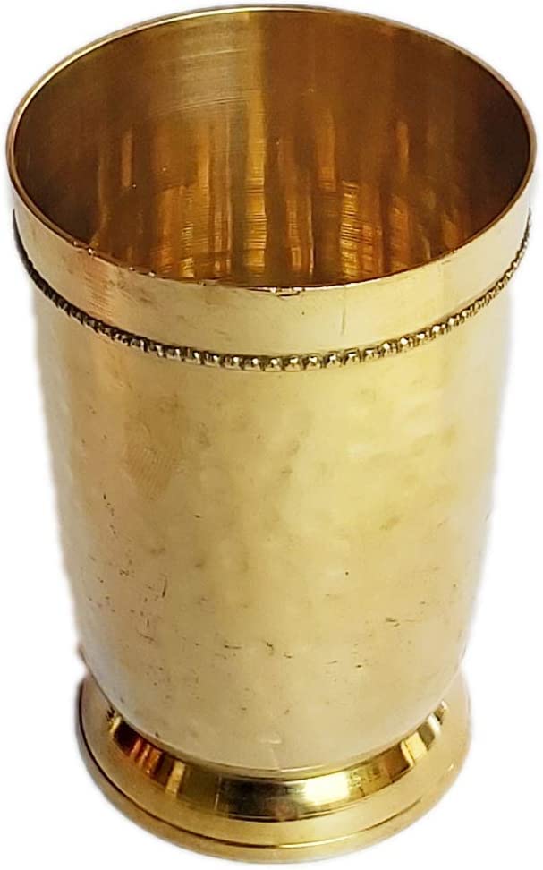 PARIJAT HANDICRAFT Hand made hammered pure brass glass mint julep cup for moscow mule mugs