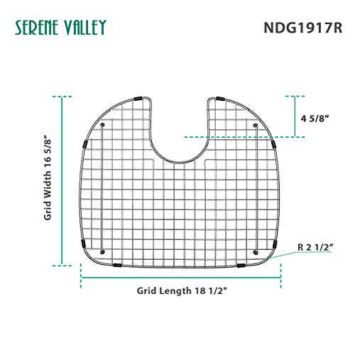 Serene Valley Sink Grid 18-1/2" x 16-5/8", Rear Drain with Bottom Corner Radius 2-1/2" and Top Corner Radius 6-1/2",Bottom Grid NDG1917R