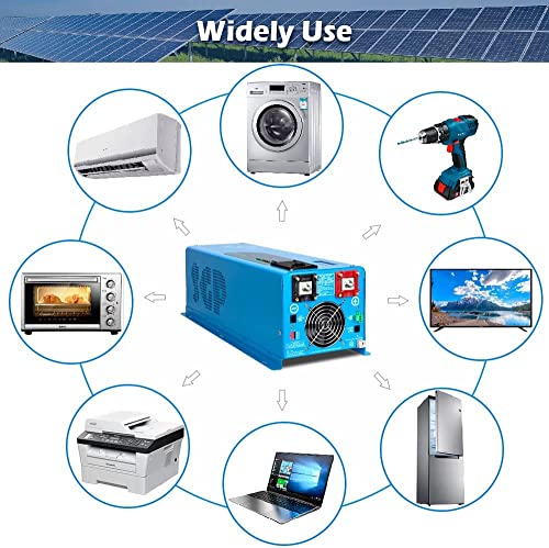 SUNGOLDPOWER 4000W 24Vdc Pure Sine Wave Inverter Low Frequency 240Vac Input 120Vac/240Vac Output Split Phase with Battery Charger Off-Grid 12000W Peak,(Updated Version)