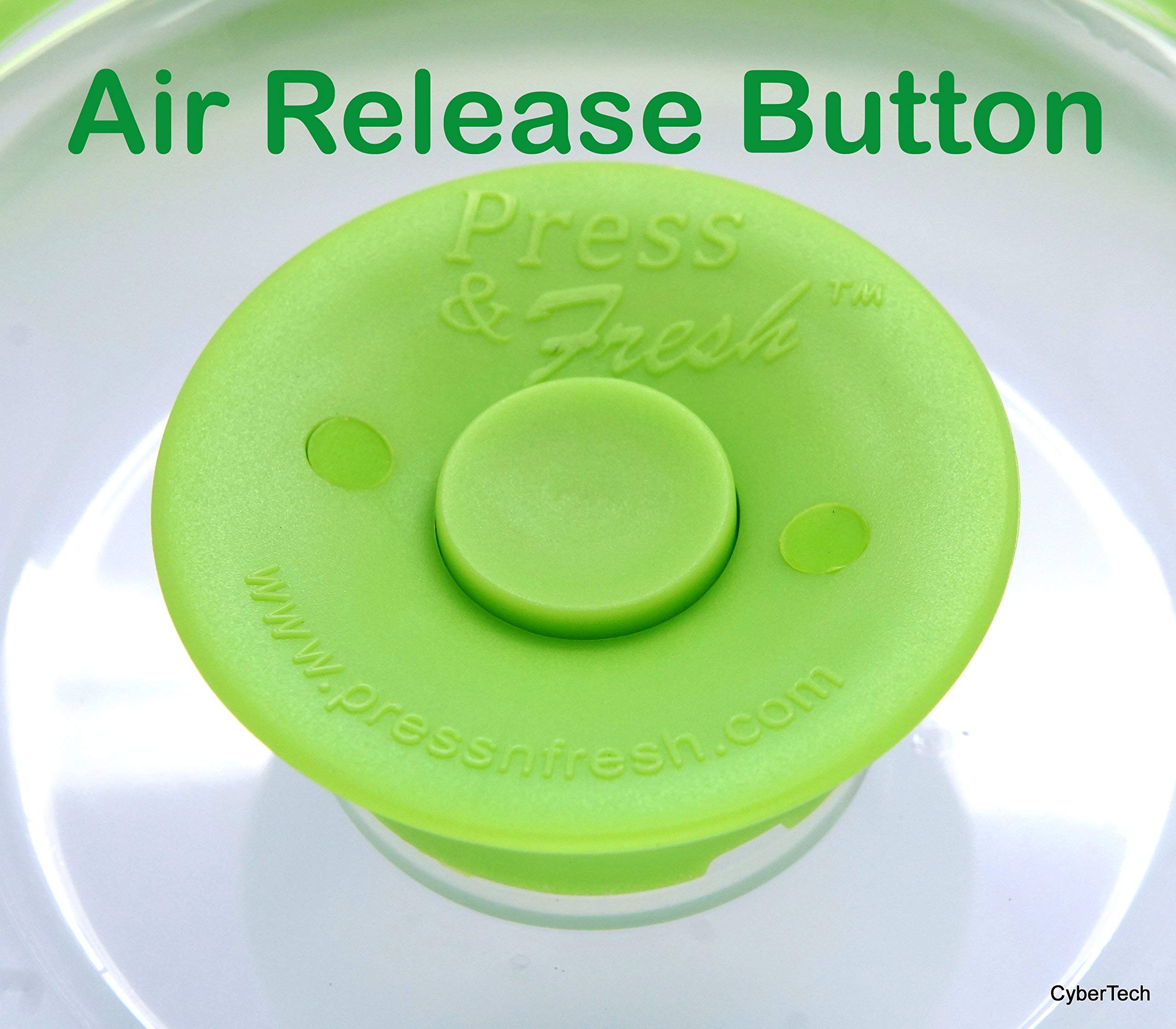 Press n Fresh Universal Vacuum Air-tight Food Sealer Container Plate Platter Lid Cover Topper Dome, Stackable, Dishwasher and BPA Free (9 & 7 inches, Green)